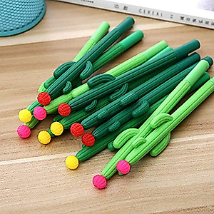 Aimyoo Pack of 30 Cactus Shaped Ballpoint Black 0.5mm Gel Ink Rollerball Pen for School Home Office