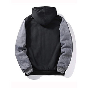 ZITY Men's Zip Up Hoodie Heavyweight Winter Sweatshirt Fleece Sherpa Lined Warm Jacket Black Gray XX-Large