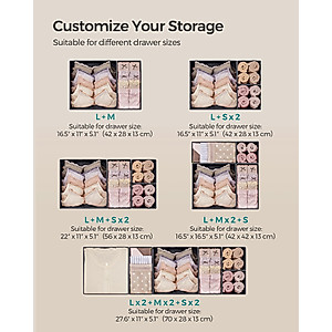 SONGMICS Drawer Organizer, Dresser Drawer Organizers, Set of 6, Foldable Fabric Storage Bins for Socks, Underwear, Bras, Ties, Scarves, Slate Gray URDZ06GV1