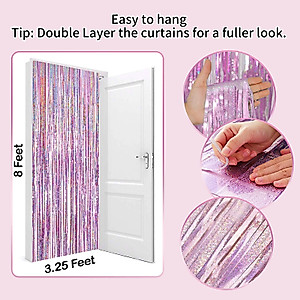 Pink Curtains for Pink Party Decorations, 3 Pack 3.3ft x 8.3ft Pink Streamers for Birthday Girl Princess Bachelorette Euphoria Theme Party Decorations, Pink Backdrop Photo Booth Props Party Supplies