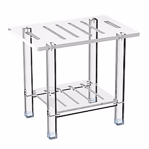 Sumerflos Acrylic Shower Bench for Inside Shower - 12.6" D * 18.58" W * 16.34" H Bathroom Shower Stool with Storage Shelf Heavy Duty (Hold Up to 400lbs) for Shaving Legs Waterproof Non-Slip