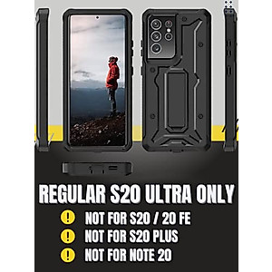 ArmadilloTek Vanguard Case Compatible with Samsung Galaxy S20 Ultra (6.9 inches) Military Grade Full-Body Rugged with Built-in Kickstand [Screenless Version] - Black