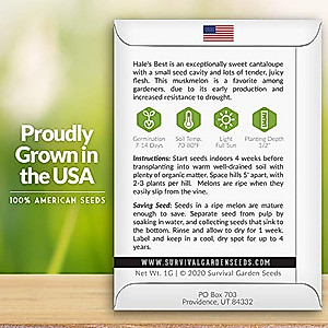 Survival Garden Seeds - Hale's Best Melon Seed for Planting - Grow Juicy Cantaloupe for Eating - Packet with Instructions to Plant in Your Home Vegetable Garden - Non-GMO Heirloom Variety