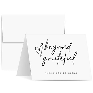 Beyond Grateful – Thank You So Very Much! Appreciation Cards and Envelopes – Weddings, Christmas, Holidays, Small Business, Baby Bridal Showers, Funerals, Graduation – 4.25" x 5.5" – 25 per Pack