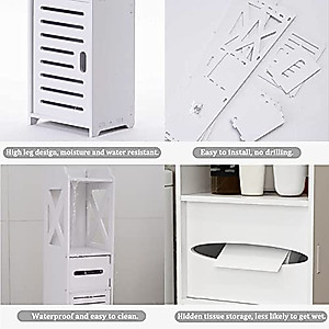 RUILOGOD Small Bathroom Storage Cabinet with Doors and Shelves Narrow Bathroom Cabinet Slim Bathroom Organizer Cabinet White YSBG-01 YSBG-01