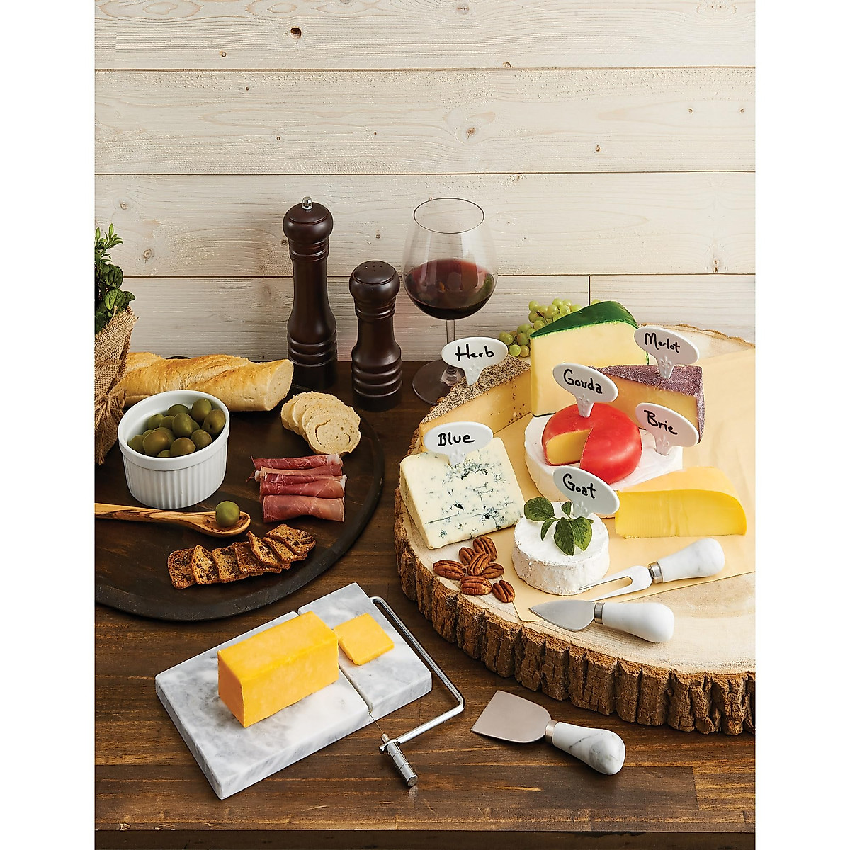 HIC Kitchen Cheese Tool Set, Stainless Steel and Marble