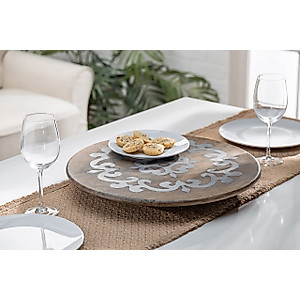 18-Inch Diameter Metal-Inlaid Wood Heritage Lazy Susan