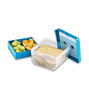 Fit & Fresh Divided Carrier with Removable Ice Lunch Pack, 5.75" x 6" x 3.625", Colors may vary