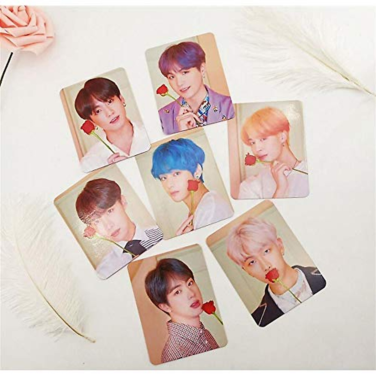 32Pcs Map Of The Soul New Album Lomo Card Set Photo Postcard Set with 5 Photo Clips 2 Meter String 1 3D Sticker