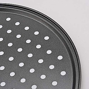 Pizza Pan With Holes, 2 Pack Carbon Steel Perforated Non-Stick Tray Tool Crispy 12inch Round for Home Kitchen