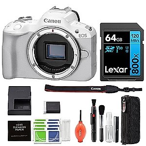 Canon EOS R50 Mirrorless Vlogging Camera (White) with Advanced Accessory and Travel Bundle | 5812C002 | Canon eos r50