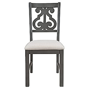 Lepfun 5 Piece Round Table Set 4 with Special-Shaped Legs and an Exquisitely Designed Hollow Chair Back in The Dining Room (Grey)