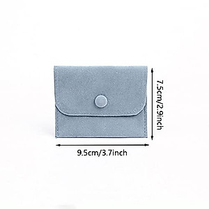 SUKPSY 6 Pcs Velvet Jewelry Storage Bags with Snap Button Gift Packaging Bags Purse Pouches for Rings, Bracelets, Necklaces, Earrings,Watch and Other Small Item (Blue)