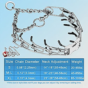 No Pull Dog Collar Adjustable Quick Release Dog Training Collar with Rubber Tip with Quick Release Buckle for Small Medium Large Dogs