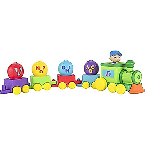 CoComelon Musical Alphabet Train with JJ-Features Alphabet Train with Music,Sounds & Phrases-4 Alphabet Wagons,1 JJ Conductor Figure-Plays Clips of ‘ABC Song’-Toys for Kids and Preschoolers