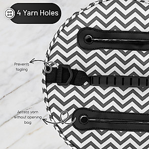 MOMOTOYS Crochet Bag Organizer - Crochet Bag for Yarn, Crochet Organizer for Knitting Accessories and Supplies, Yarn Storage Organizer, Durable Crocheting Bag, Zigzag Gray