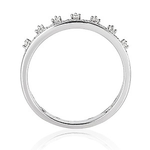 Jewelili Enchanted Disney Fine Jewelry Sterling Silver 1/5 Cttw Majestic Princess Crown Ring Size 8