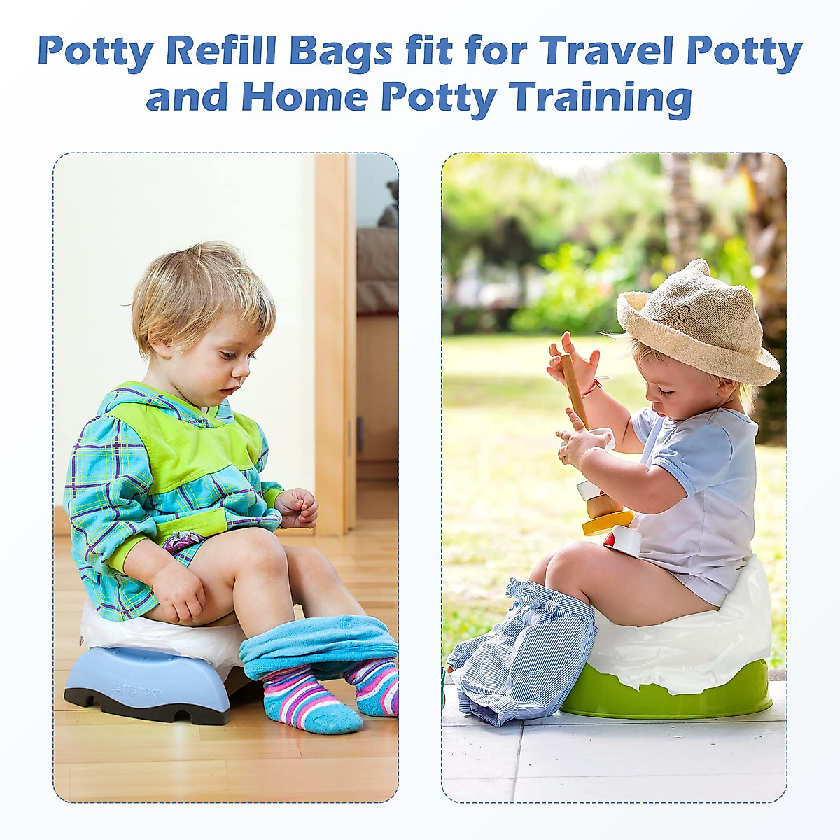 [80 Counts] Disposable OXO Potty Bags, Potty Liners for Portable Potty, Maliton Travel Potty Bags Fit for OXO Tot 2-in-1 Go Potty, Universal Travel Potty Refill Bags Fit Most Potty Chairs for Cleanup