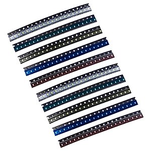 (5 Colors x 40 pcs = 200 pcs) 0603 SMD LED Diode Lights Assorted Kit (Mini Chip 1.6mm x 0.8mm for PCB DC 20mA) Super Bright Lighting Bulb Lamps Electronics Components Light Emitting Diodes Chips