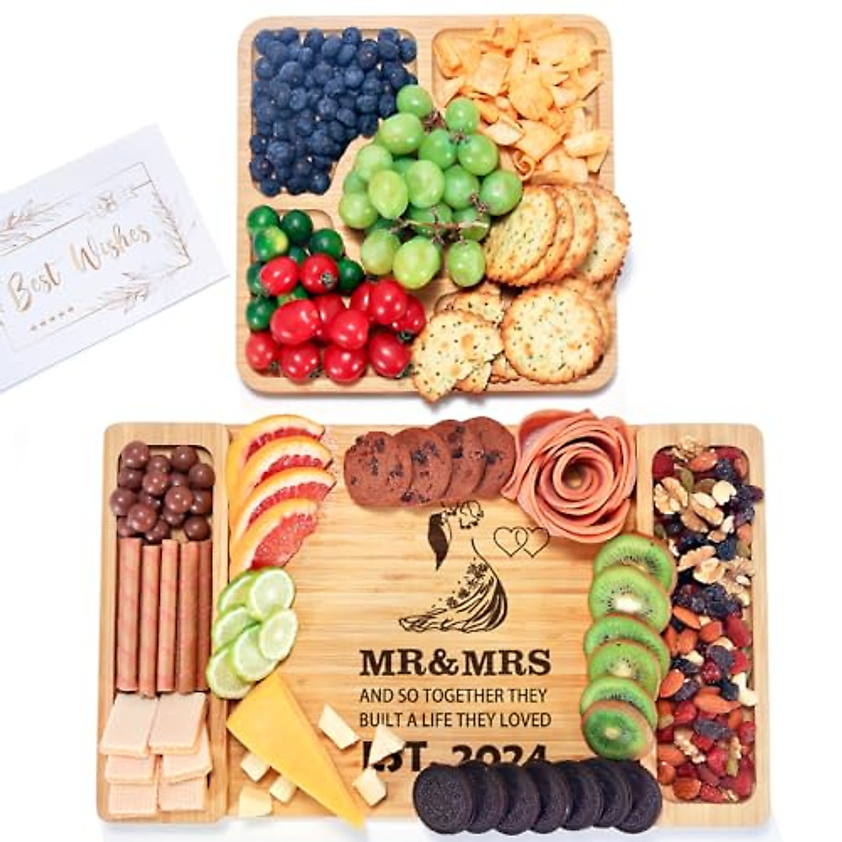 Henghere Mr & Mrs Gifts - Wedding Presents for Newlyweds, Bridal Shower & Engagement Gifts - Cheese Board