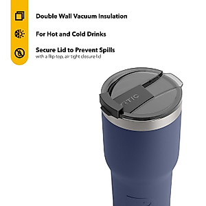 RTIC 20 oz Insulated Tumbler Stainless Steel Coffee Travel Mug with Lid, Spill Proof, Hot Beverage and Cold, Portable Thermal Cup for Car, Camping, Navy