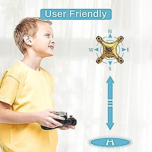Holyton HT02 Golden Mini Drone for Adult Beginners and Kids, Portable RC Quadcopter with Auto Hovering, 3D Flip, 3 Speed Modes, Headless Mode and 3 Batteries, Emergency Stop, Gift for Boys Girls