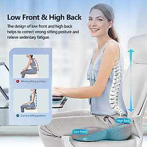 Seat Cushion for Tailbone Pain Relief, Pressure Relief Seat Cushion, Seat Cushions for Office Chairs, Memory Foam Coccyx Cushion Tailbone Pain, Sciatica & Back Pain Relief (Grey)