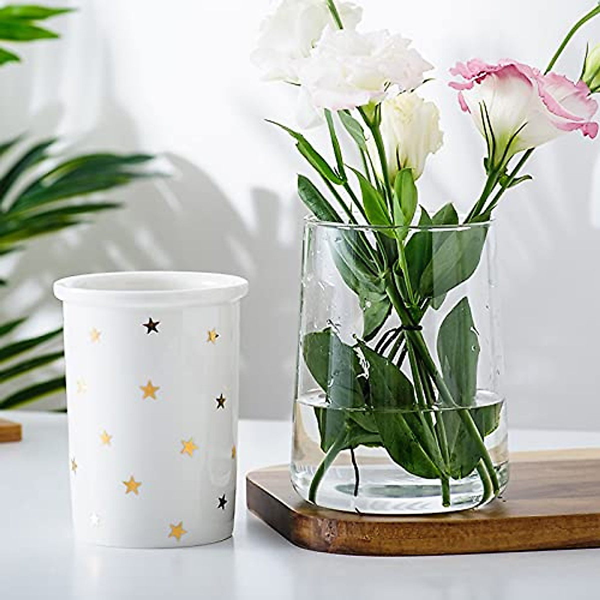 OUSIKA Utensil Caddy Chopsticks CageHousehold Ceramic Cutlery Storage Box， Kitchen Shelf Glass Drain Rack， Kitchen Accessories Drainage Pen Holder Shelves