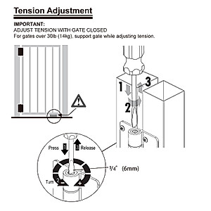 Gudwells Aluminum 5 3/4” Self Closing Metal Safety Gate Hinge for Residential Pool Safety Gate Aluminum Vinyl Iron Wood Gate, Self Closing Force Adjustable Spring Hinges (Sold as a Pair)