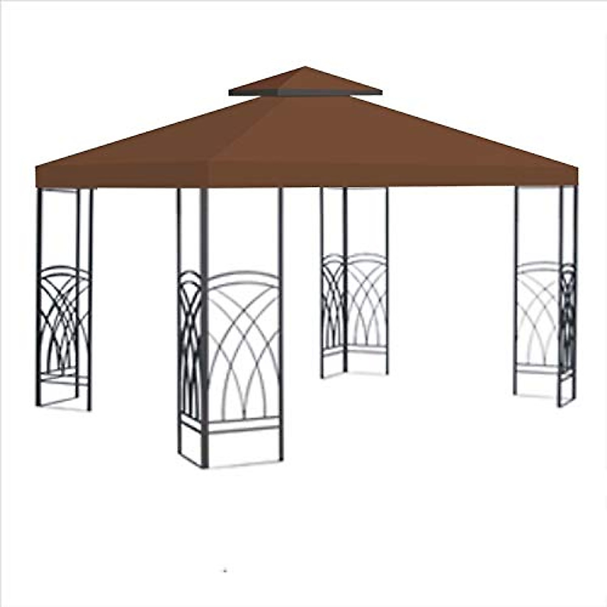 Strong Camel Double Tier Replacement Cover for 10'X10'Gazebo Canopy Top Patio Pavilion Cover Sunshade Polyester-Brown