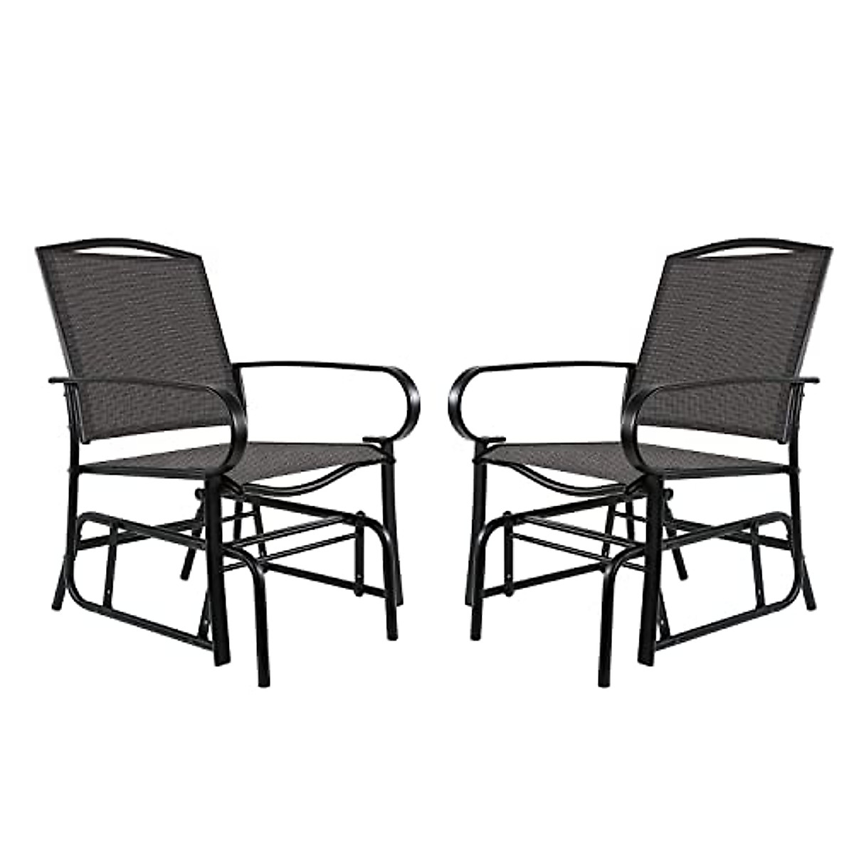 Amazon Basics Outdoor Patio Textilene Glider Chair - Set of 2, Black, 30.3"D x 24.21"W x 36.2"H