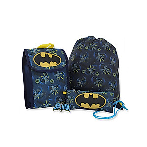 DC Comics Batman Boys 16" Backpack 5 piece School Set (One Size, Blue)