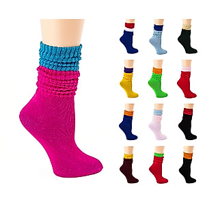 Picollo Slouch Socks Lightweight Size 9-11 (Rainbow, 6)