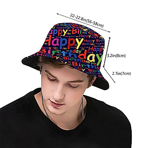 Happy Birthday Bucket Hat Fisherman Hat Beach Travel Sun Hat Outdoor Cap for Unisex Men Women