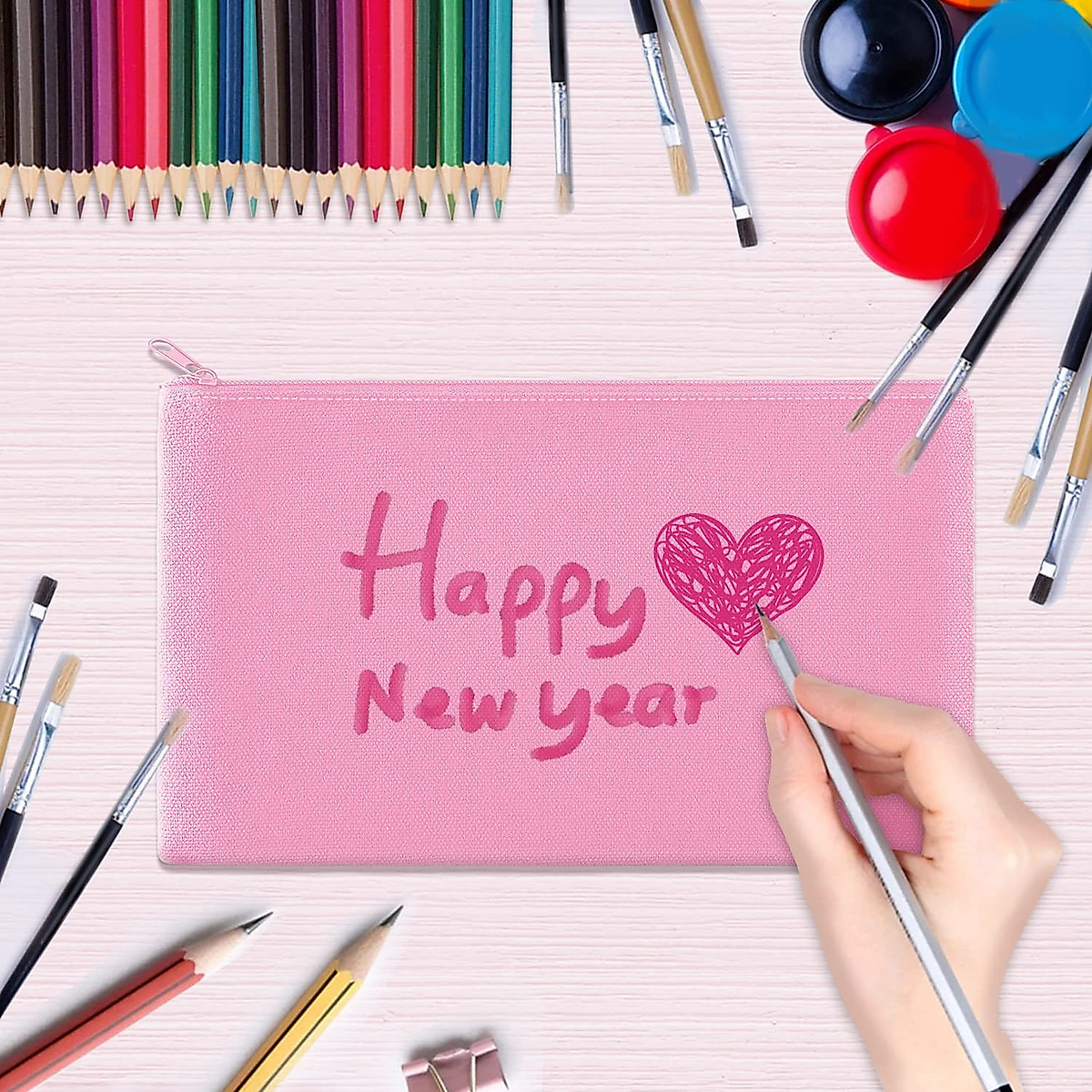 12 Pack Canvas Pencil Pouch, Multipurpose Blank Cotton DIY Craft Zipper Bag for Makeup Travel Stationary Storage with 12 Handmade Colorful Tassels