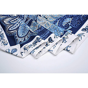 corciova XL 50x50 Large Square Navy Royal Blue White Silk Hair Spanish Scarf Satin Tops for Women Head Wraps Shawl Headscarf