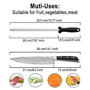 Unokit Chef knife, Professional chef knife 8.3 inch and honing steel, stainless steel, Ergonomic Handle, Ultra Sharp Chef Knife, Non-Stick Kitchen Knife, Chefs Knives and Honing Steel with Gift Box