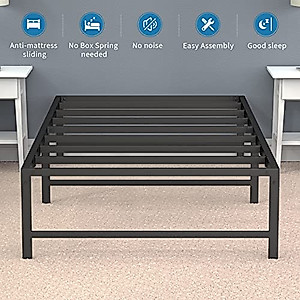 Mr IRONSTONE New Twin Bed Frame, 1600 lbs Load-Bearing, 14 Inch Platform Heavy Duty Steel Slats Support with Large Storage Space, Twin Size Bed Frame No Box Spring Needed, Easy Assembly, Noise-Free