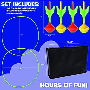 Island Genius Glow in The Dark Lawn Darts Outdoor Yard Game for Kids Teens Adults and Family | Fun Backyard Beach or Tailgate Toss Games for Outside Day or Night