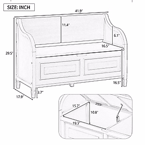 LUMISOL Storage Bench with Lift Top and Drawers Shoe Bench with Safety Hinge and Seating Cushion for Entryway (White)