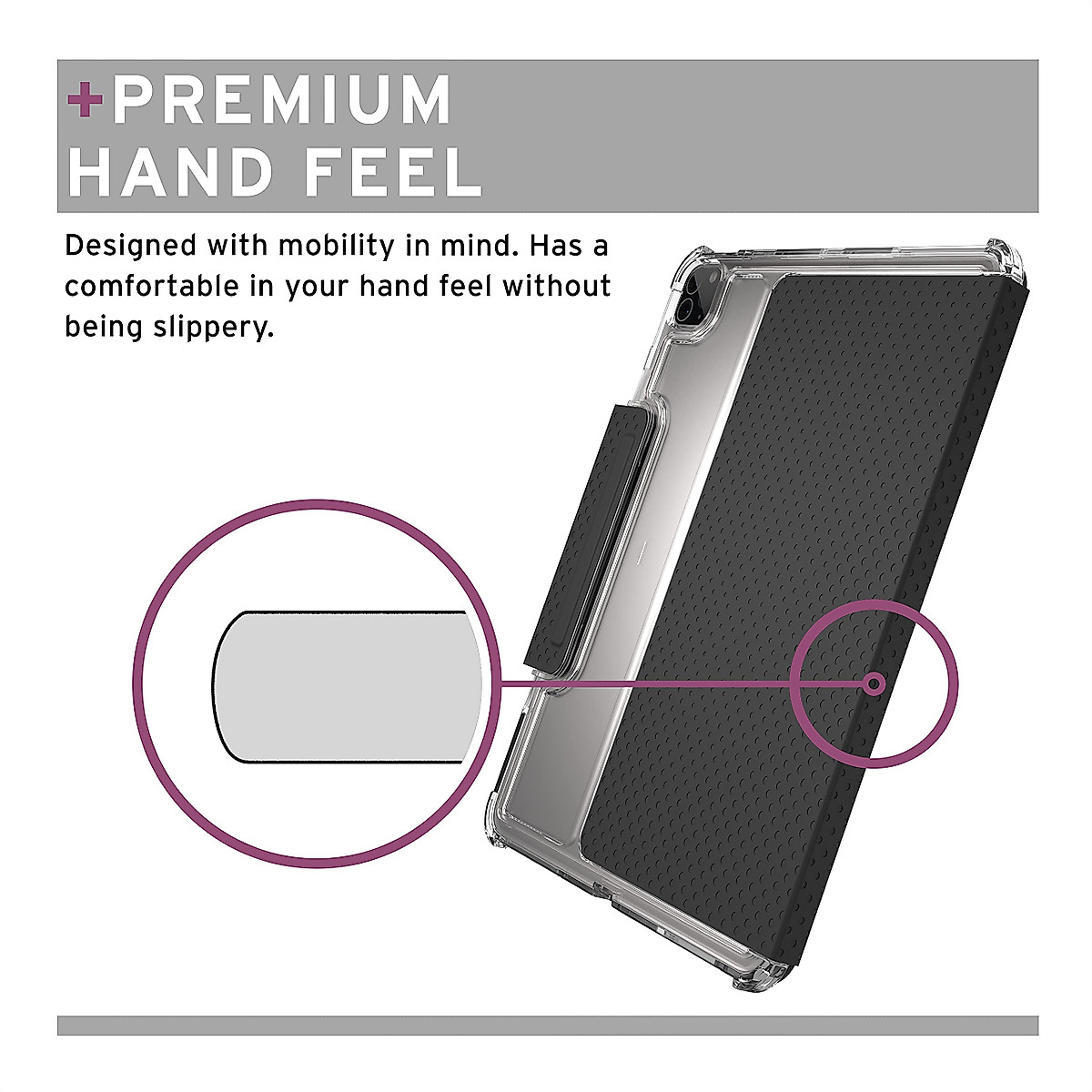 [U] by UAG iPad Pro 12.9" (6th Gen 2022, 5th Gen 2021) Case Black Lucent Lightweight Slim Shockproof Smart Folio Protective Cover with Auto/Sleep Wake & Pencil Holder