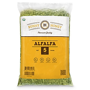 Bunny Honey Bulk Fresh Alfalfa Hay 80oz USDA Organic Alfalfa Hay for Chinchillas - Best Cut & Delivered Fresh - Promotes Healthy Digestive Function - 5 Pound