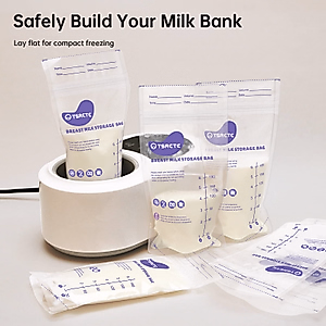 TSRETE Breastmilk Storage Bags Temperature Sensing Discoloration - 120 Count Leak Proof Double Zipper Seal Self Standing Breastmilk Bags for Breastfeeding, Space Saving for Refrigeration - 6 OZ/180ml