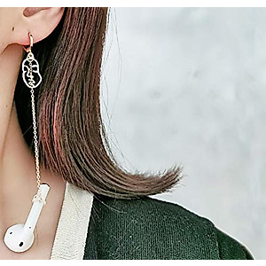 Airpod Earrings Anti Lost Earring Strap for Airpods Anti Lost Strap for Airpods Pro, Wireless Earhooks Earbuds Earphone Holder Connector, Compatible with Airpods 1 2 3 (Gold face Style)