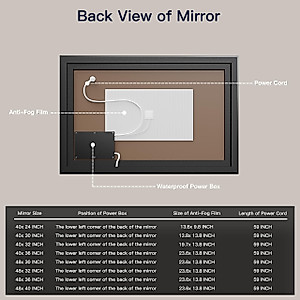 ISKM LED Mirror for Bathroom 40x24 Inch, Framed Adjustable Backlit and Front Lighted Anti-Fog Wall Mounted Mirror with Memory Function, Shatterproof and Waterproof