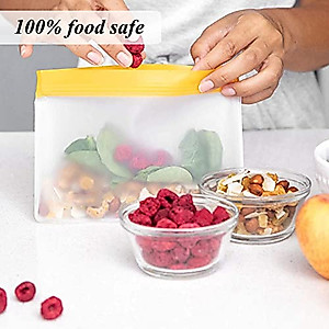 Food Storage Bags,6 Packs Reusable Freezer Bags Leakproof,BPA Free PEVA Reusable Gallon Bags,Sandwich Bags,Snack Bags