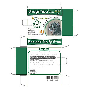 Cat Flea and Tick Treatment and Prevention, Effective Spot-On Made with Natural Formula, 2-25 lbs, (9 Month Supply)