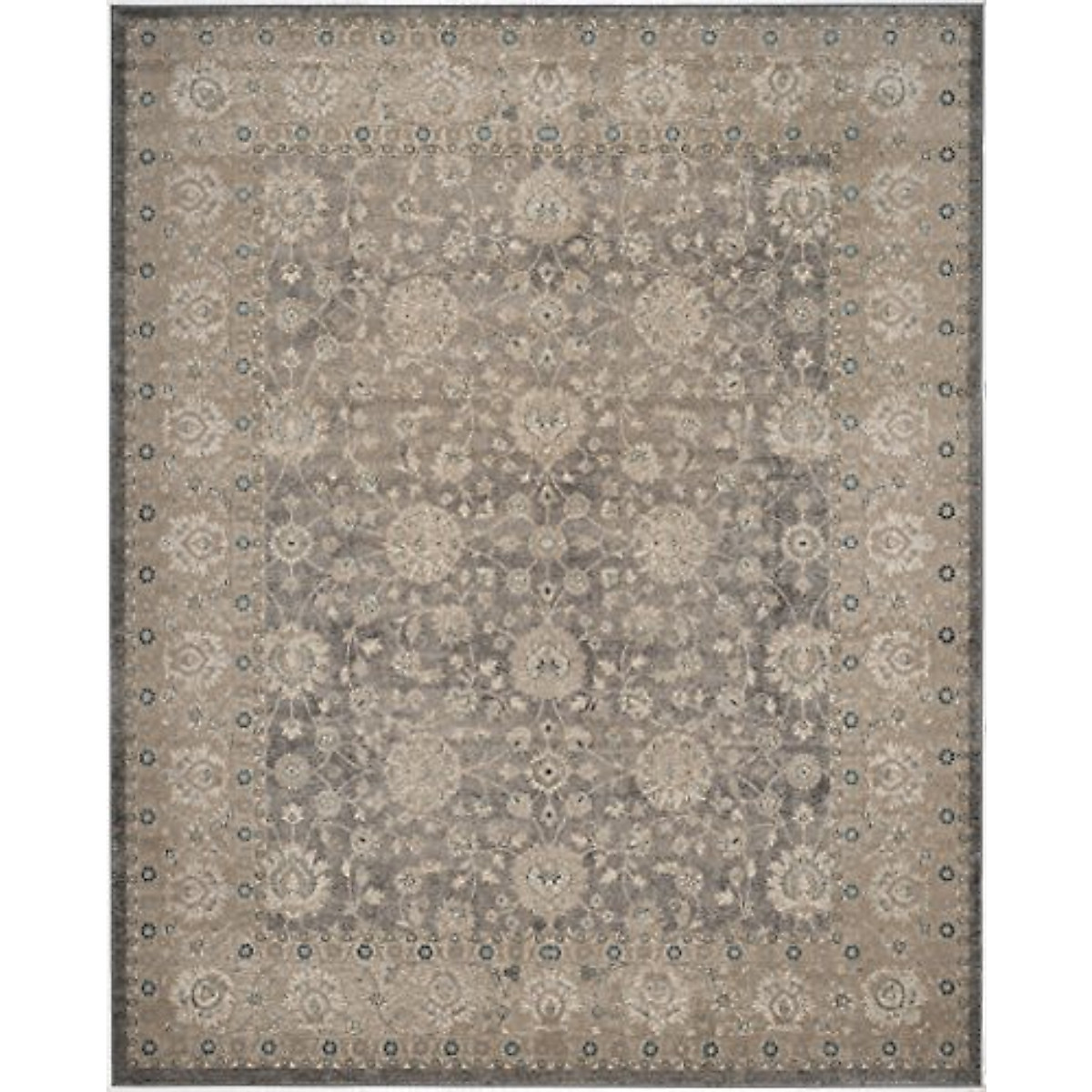 SAFAVIEH Sofia Collection Area Rug - 8' x 10', Light Grey & Beige, Vintage Oriental Distressed Design, Non-Shedding & Easy Care, Ideal for High Traffic Areas in Living Room, Bedroom (SOF330B)