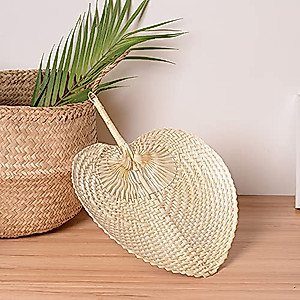 Fox Baby Natural Bamboo Raffia Hand Fans,Hand Weaving Fan for Summer Cooling Supplies Farmhouse Wall Decor Wedding Party Favors (2 Pcs)