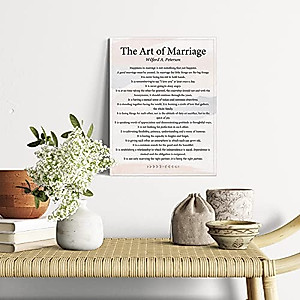 Motivational the Art of Marriage Quote Canvas Painting Framed Wall Art Decor for Home Living Room, Inspirational Marriage Poem Canvas Poster Print Decorative Wedding Gift